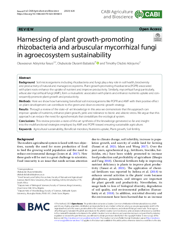 (PDF) Harnessing of plant growth-promoting rhizobacteria and arbuscular mycorrhizal fungi in ...