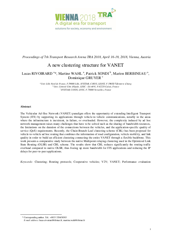 (PDF) A new clustering structure for VANET