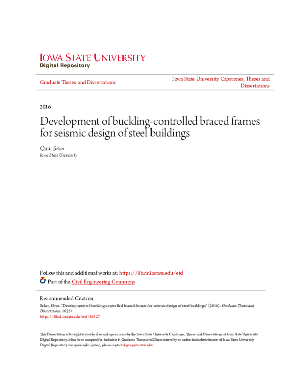 (PDF) Development of buckling-controlled braced frames for seismic design of steel buildings