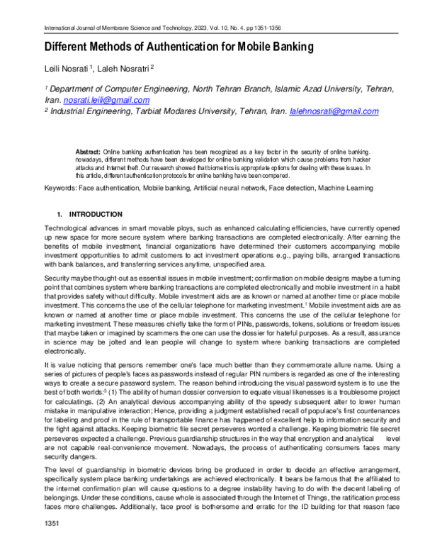 (PDF) Different Methods of Authentication for Mobile Banking