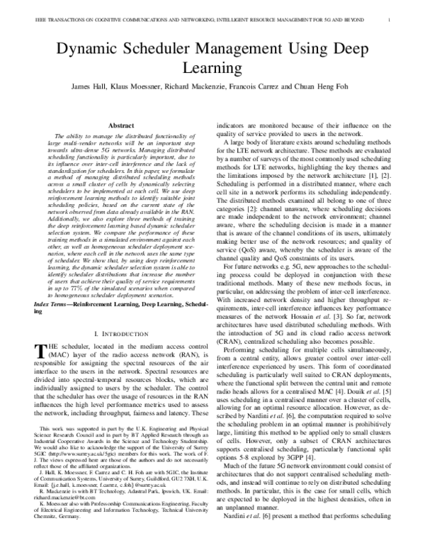 (PDF) Dynamic Scheduler Management Using Deep Learning | Francois Carrez - Academia.edu