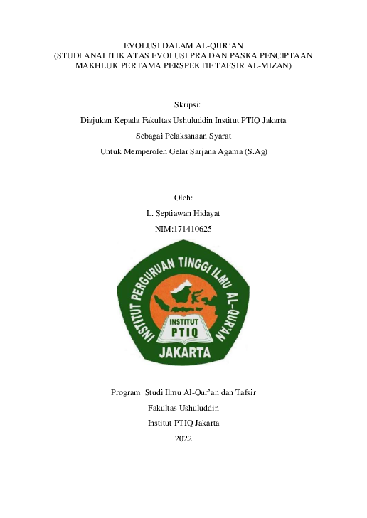 (PDF) EVOLUSI DALAM AL-QUR'AN (STUDI ANALITIK ATAS EVOLUSI PRA DAN PASKA PENCIPTAAN MAKHLUK ...