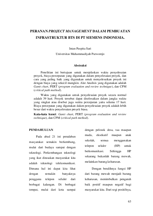 (PDF) Peranan Project Management Dalam Pembuatan Infrastruktur BTS DI ...