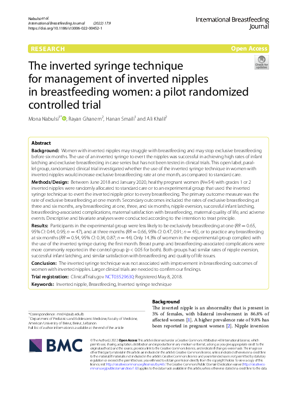 (PDF) The inverted syringe technique for management of inverted nipples ...