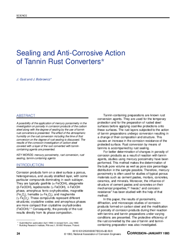 (PDF) Sealing and Anti-Corrosive Action of Tannin Rust Converters
