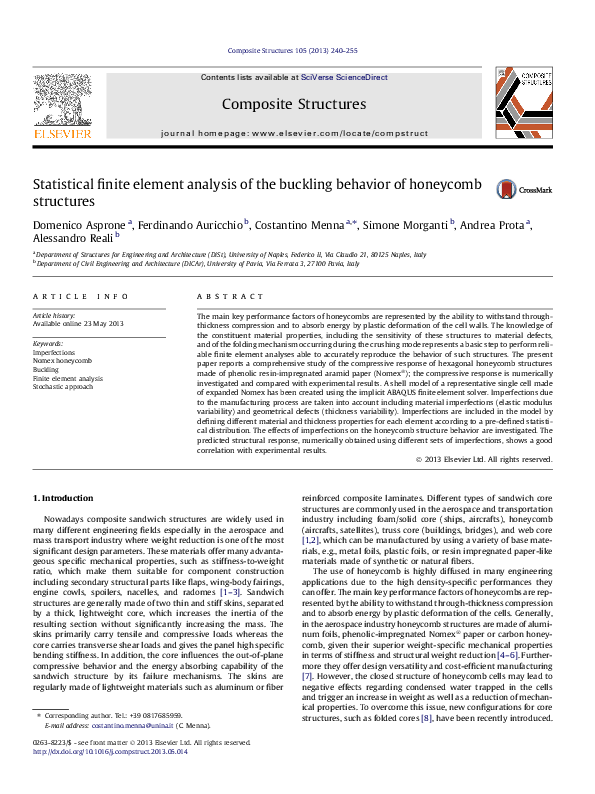 Pdf Statistical Finite Element Analysis Of The Buckling Behavior Of