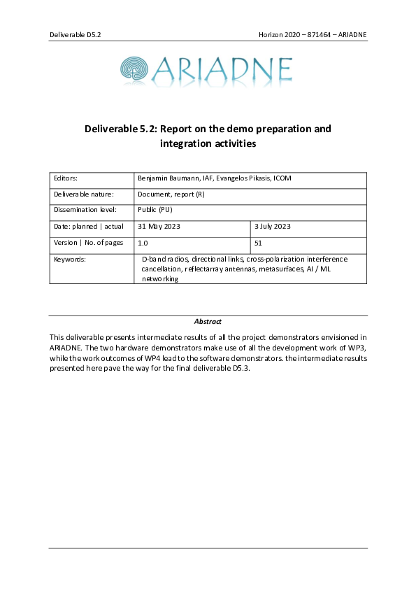 (PDF) D5.2: Report on the demo preparation and integration activities ...