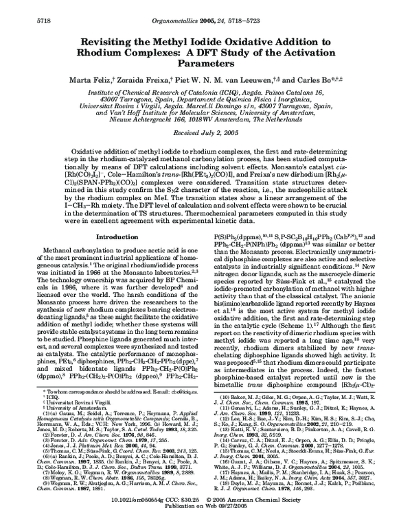 (PDF) Revisiting the Methyl Iodide Oxidative Addition to Rhodium ...