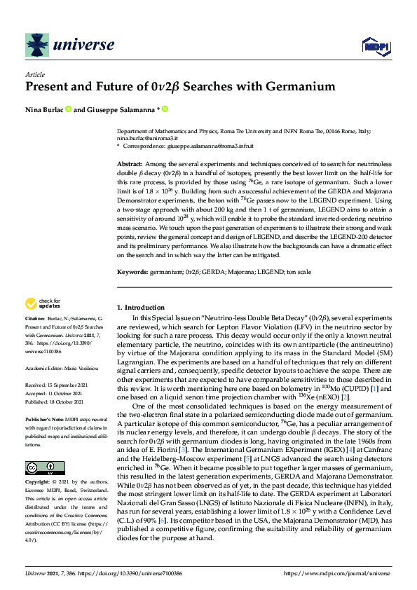 (PDF) Present and Future of 0ν2β Searches with Germanium