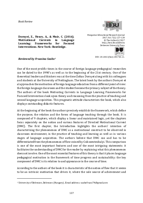 (PDF) Motivational Currents in Language Learning