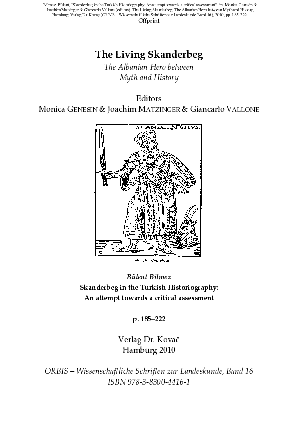 (PDF) Skanderbeg in the Turkish Historiography: An attempt towards a ...
