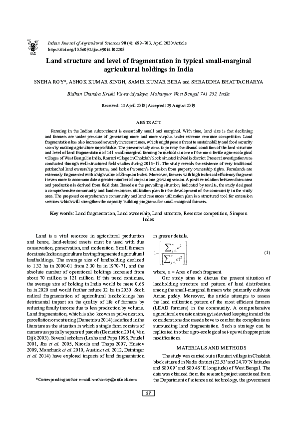 (PDF) Land structure and level of fragmentation in typical small ...