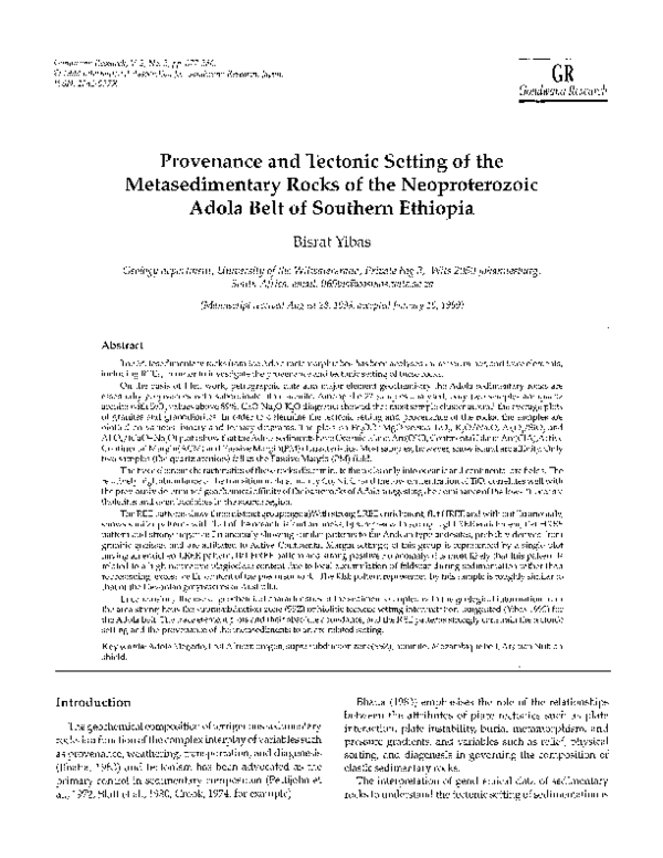 (PDF) Provenance and Tectonic Setting of the Metasedimentary Rocks of ...