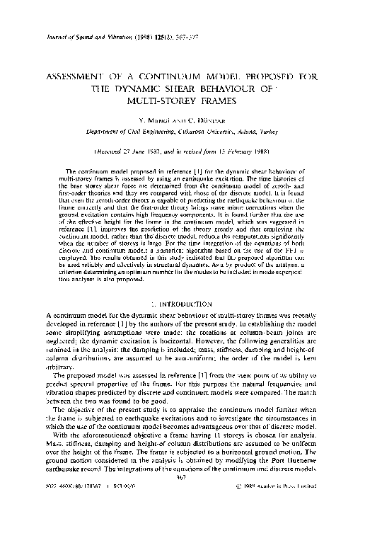 (PDF) Assessment of a continuum model proposed for the dynamic shear behaviour of multi-storey ...