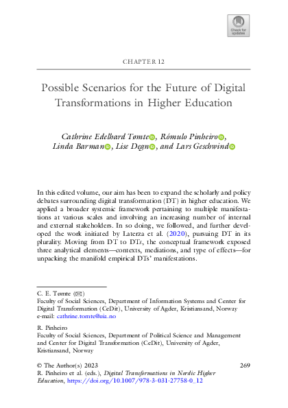 (PDF) Possible Scenarios for the Future of Digital Transformations in Higher Education