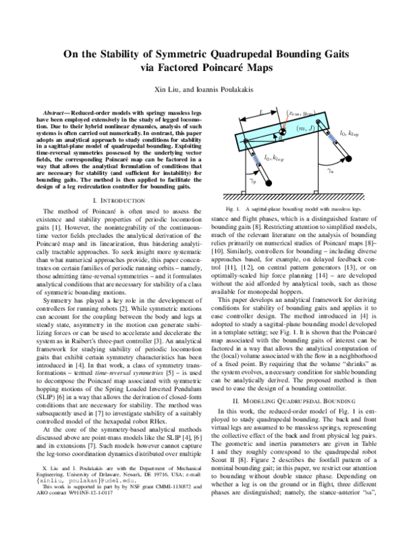 (PDF) On the stability of symmetric quadrupedal bounding gaits via ...