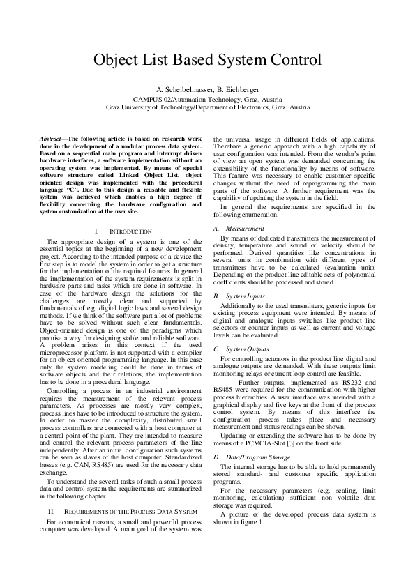 (PDF) Object list based system control