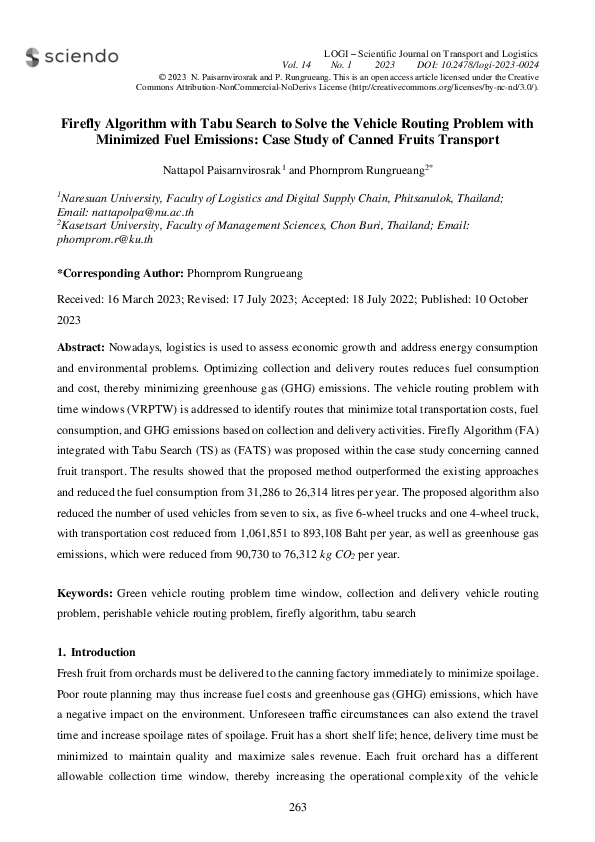 (PDF) Firefly Algorithm with Tabu Search to Solve the Vehicle Routing Problem with Minimized ...