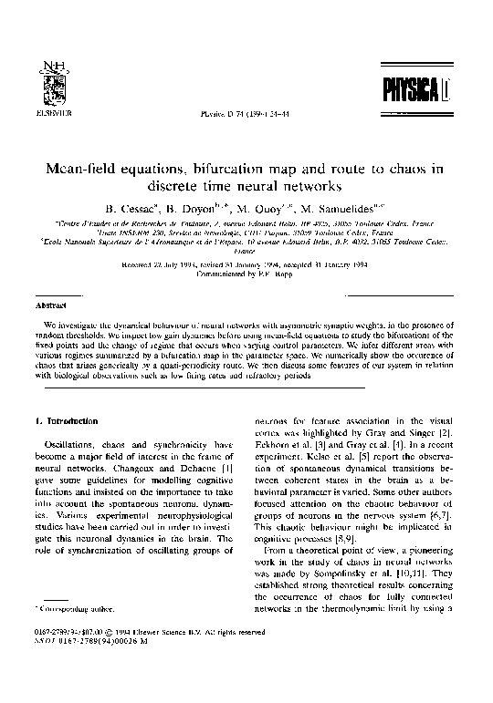 (PDF) Mean-field equations, bifurcation map and route to chaos in ...