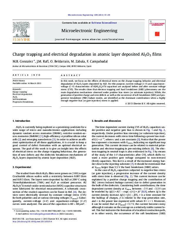 (PDF) Charge trapping and electrical degradation in atomic layer ...