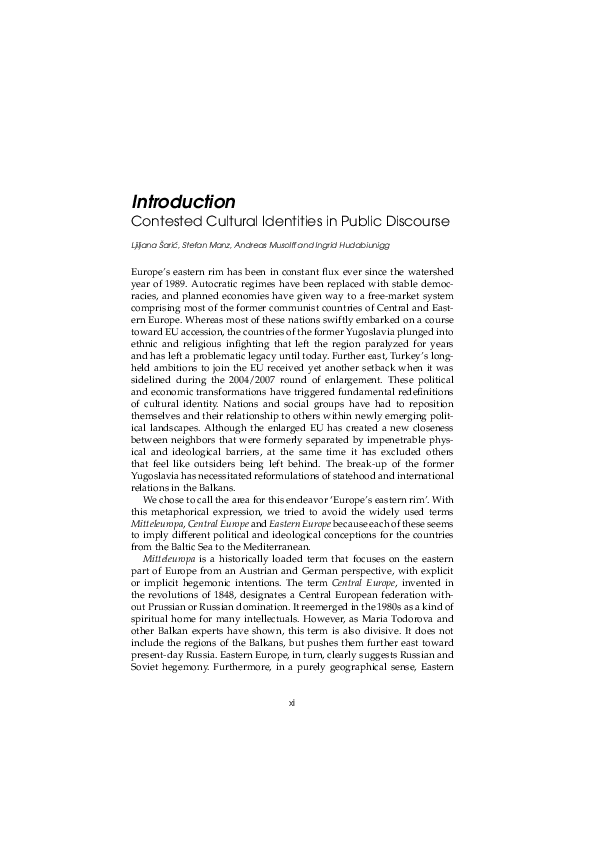 (PDF) Introduction. Contested Cultural Identities in Public Discourse