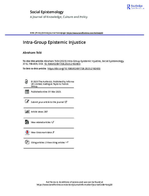 (PDF) Intra-Group Epistemic Injustice