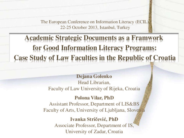 (PDF) Academic Strategic Documents as a Framework for Good Information ...