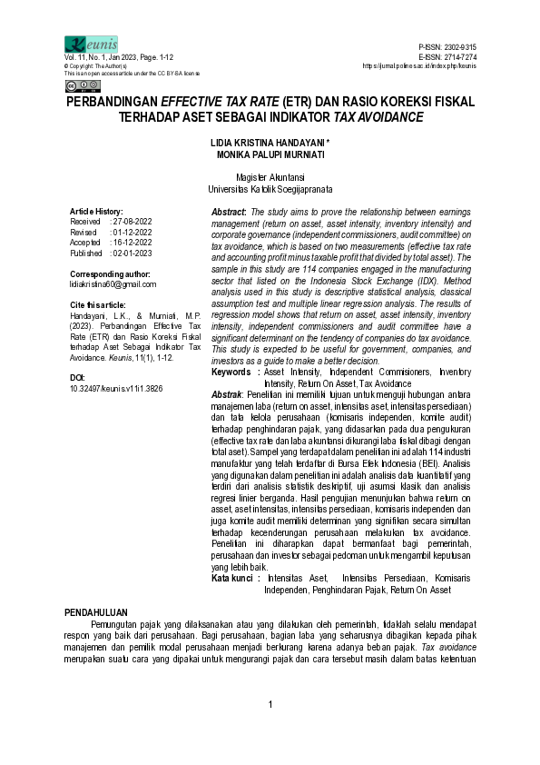 (PDF) Perbandingan Effective Tax Rate (Etr) Dan Rasio Koreksi Fiskal ...