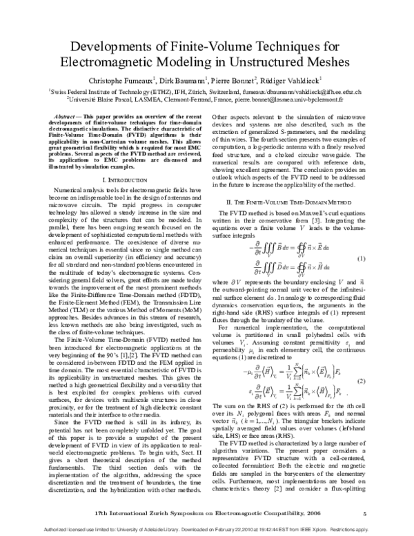 (PDF) Developments of finite-volume techniques for electromagnetic ...