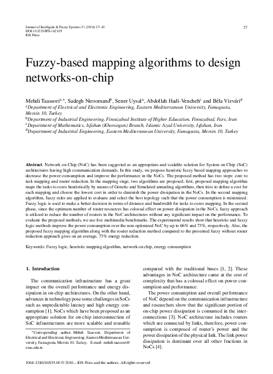 Fuzzy-based mapping algorithms to design networks-on-chip