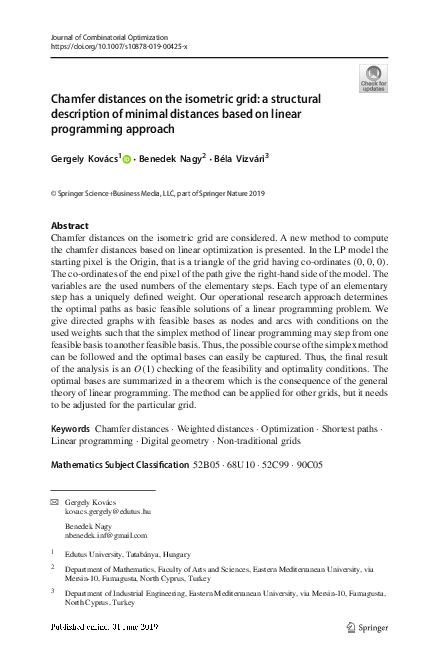 (PDF) Chamfer distances on the isometric grid: a structural description of minimal distances ...