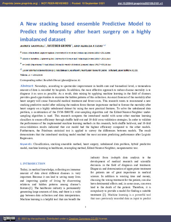 (PDF) A New Stacking Based Ensemble Predictive Model to Predict the Mortality after Heart ...