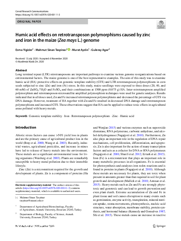 (PDF) Humic acid effects on retrotransposon polymorphisms caused by ...