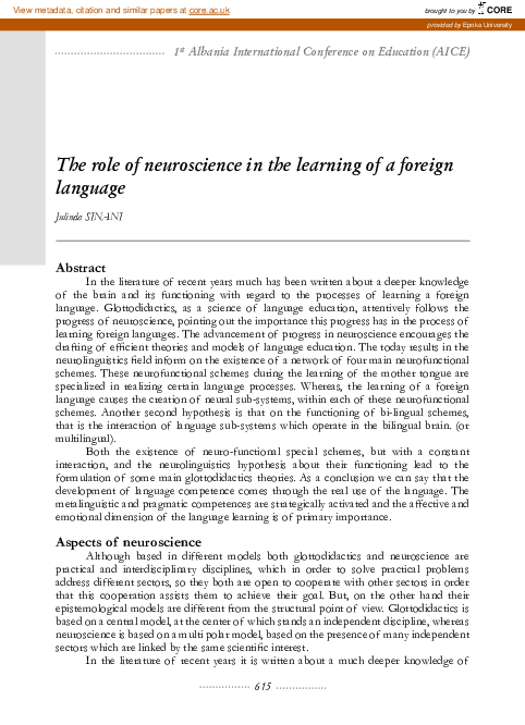 (PDF) The role of neuroscience in the learning of a foreign language