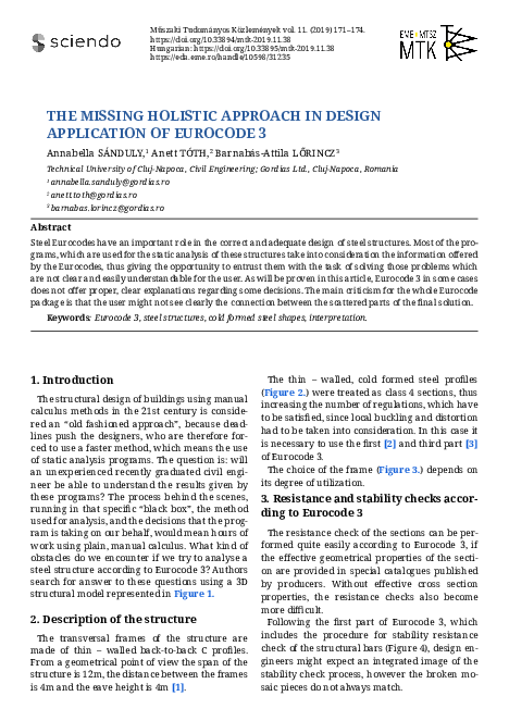 (PDF) The Missing Holistic Approach in Design Application of Eurocode 3