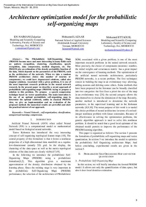 (PDF) Architecture optimization model for the probabilistic self ...