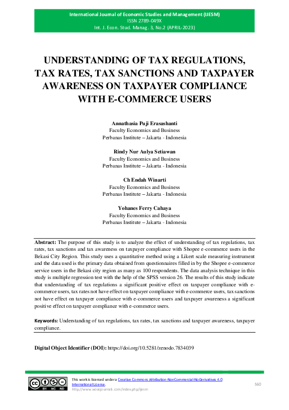 (PDF) Understanding of Tax Regulations, Tax Rates, Tax Sanctions and ...