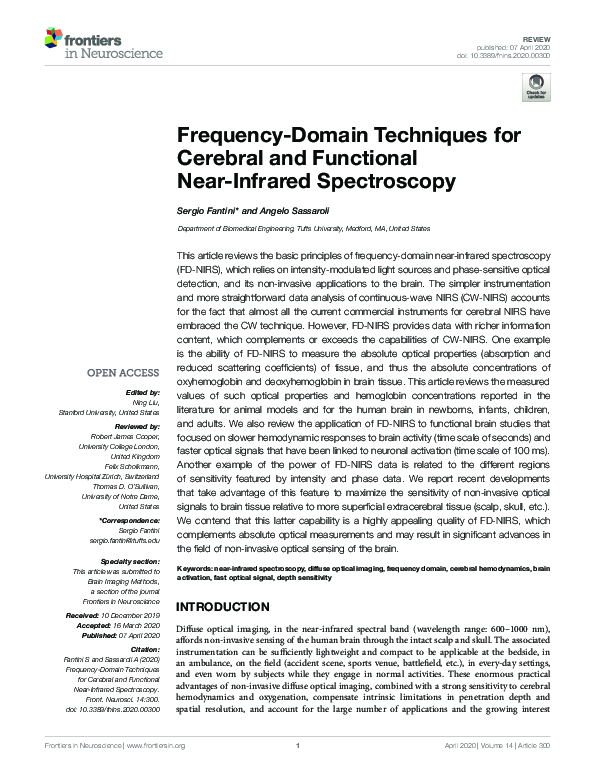 (PDF) Frequency-Domain Techniques for Cerebral and Functional Near ...