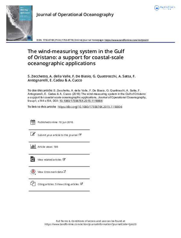 (PDF) The wind-measuring system in the Gulf of Oristano: a support for ...