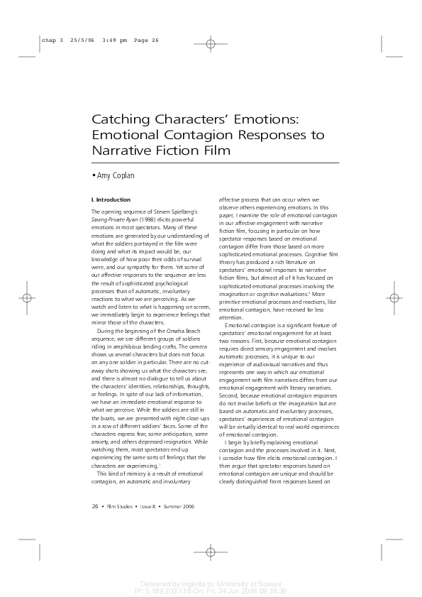 (PDF) Catching Characters Emotions: Emotional Contagion Responses to ...