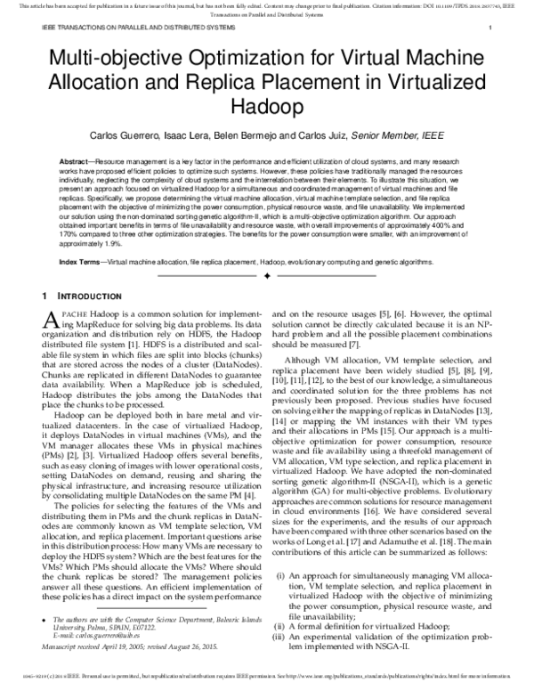 (PDF) Multi-Objective Optimization for Virtual Machine Allocation and Replica Placement in ...