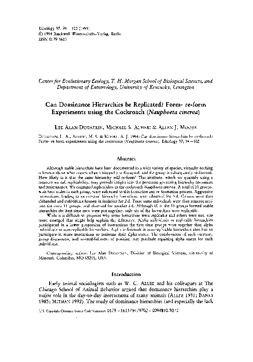 (PDF) Can Dominance Hierarchies be Replicated? Form‐ re‐form ...