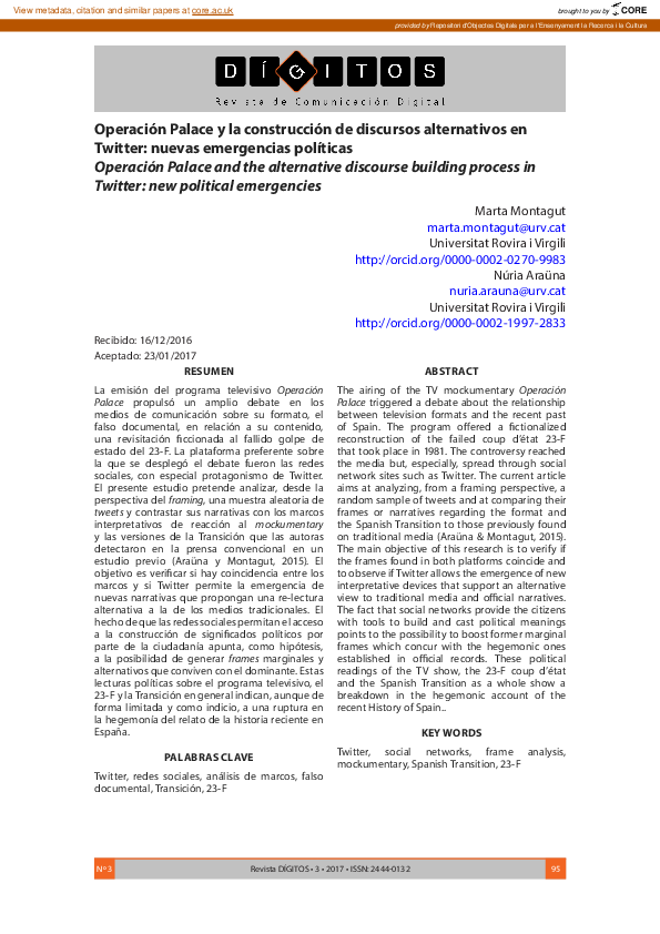 (PDF) Operación Palace y la construcción de discursos alternativos en ...