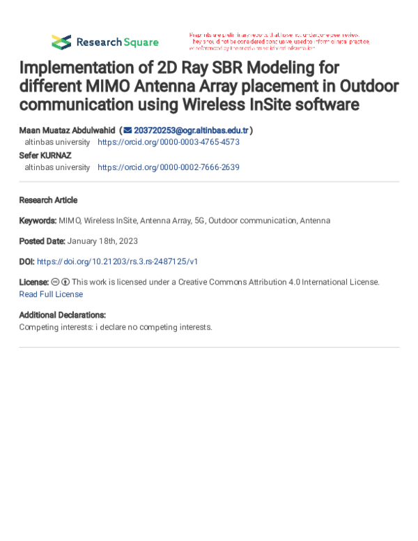 (PDF) Implementation of 2D Ray SBR Modeling for different MIMO Antenna Array placement in ...