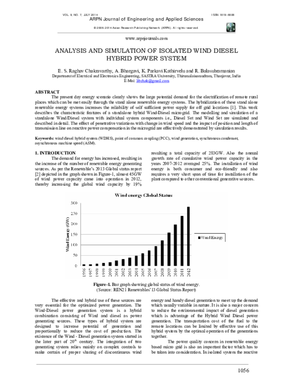 (PDF) Analysis and Simulation of Isolated Wind Diesel Hybrid Power System