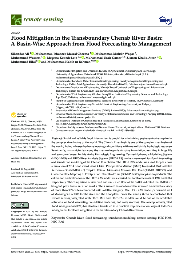 (PDF) Flood Mitigation in the Transboundary Chenab River Basin: A Basin ...