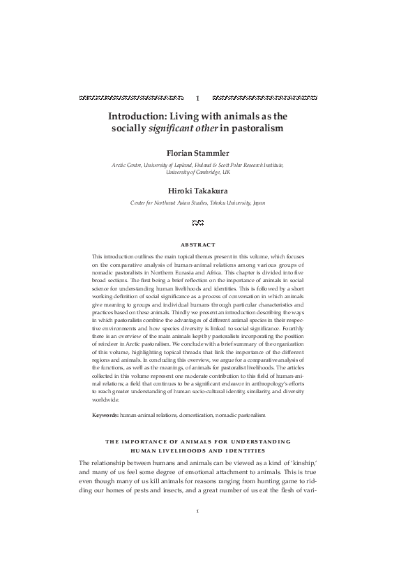 (PDF) Introduction: Living with animals as the socially significant ...