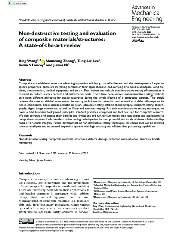 (PDF) Non-destructive testing and evaluation of composite materials ...
