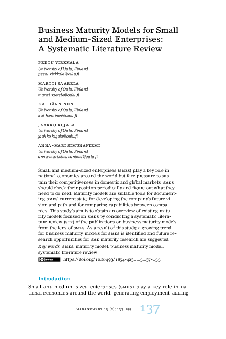 (PDF) Business Maturity Models for Small and Medium-Sized Enterprises ...