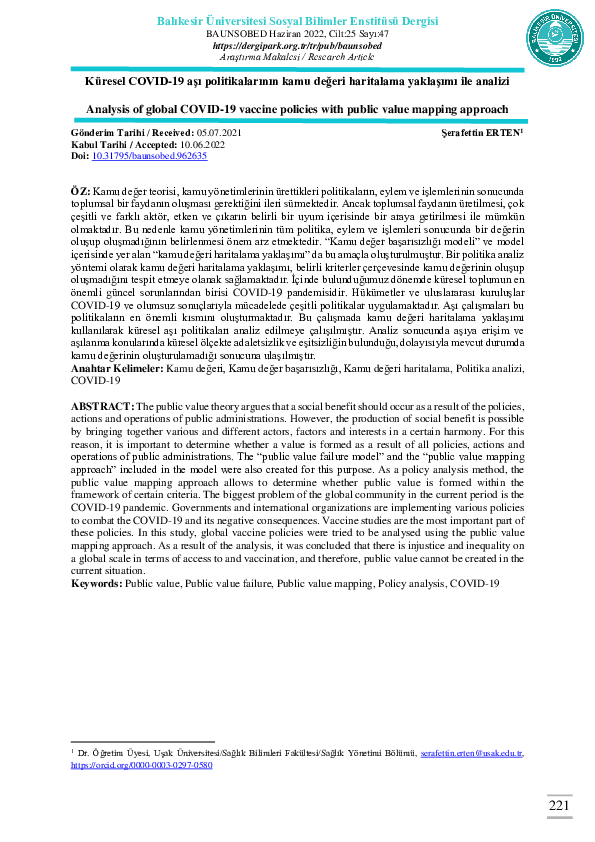 (PDF) Analysis of global COVID-19 vaccine policies with public value ...